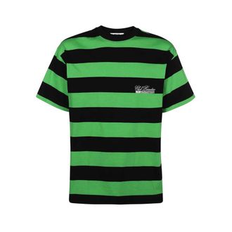 Msgm Gestreiftes Baumwoll-T-Shirt - - Tops - Herren - Gr&uuml;n - XL
