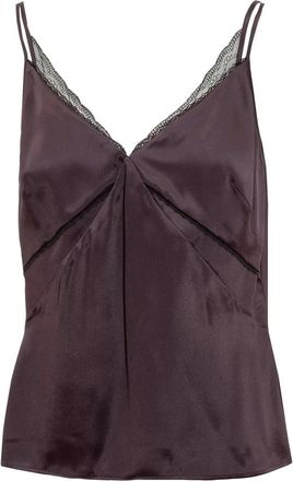 HUGO BOSS Femme, Tops, Violet, Taille: 46 FR Caraco &agrave; Bordure en Dentelle en Satin