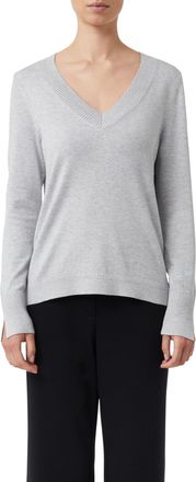 Comma Strickpullover mit V-Ausschnitt und Rippdetails