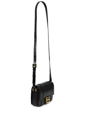 Balenciaga Womens Leather Bag Hourglass Black Calf Skin Shoulder