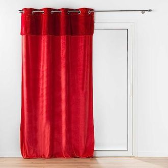 Douceur d'Intérieur Caresse Ösenvorhang (140 x 240 cm), Rot, Samt und Oberseite aus Kunstfell