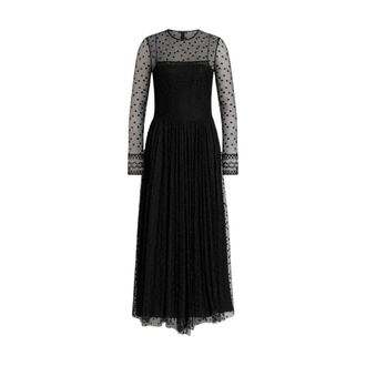 Alberta Ferretti Midi-T&uuml;llkleid mit P&uuml;nktchen und transparenten Details - - Dresses - Damen - Schwarzk - XS