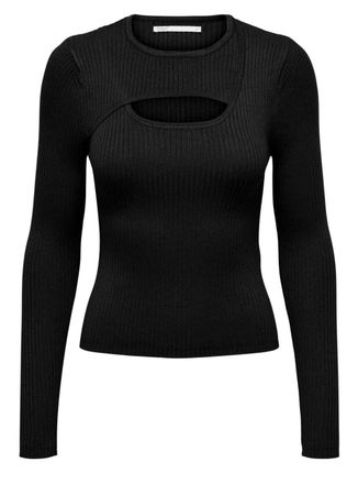 Only Damen Onlashley Ls Peakaboo Oneck Knt, Schwarz, L