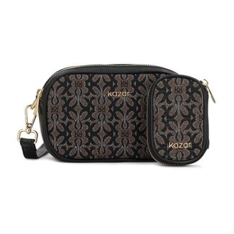 Kazar Braune und schwarze gemusterte Stoffhandtasche - - Bags - Damen - Braun - ONE SIZE
