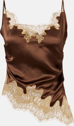 Jacques Wei Top aus Satin mit Spitze