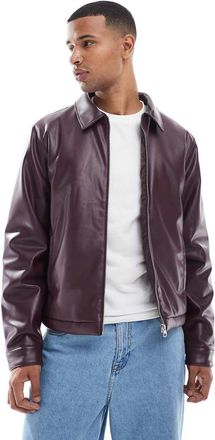 Asos Blouson Harrington en imitation cuir - Bordeaux-Rouge
