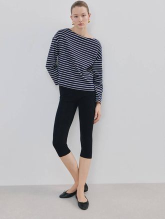 Mango Sweat rayures col bateau bleu marine - Femme - XS - MANGO