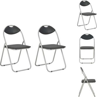 vidaXL Klappbare Esszimmerstühle 2 Stk. Schwarz Kunstleder - Esszimmerstühle - Klappstühle - Küchenstühle - Gästestühle - Schwarze Stühle