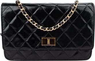 Chanel Crossbody Bags - Chanel Quilted Patent Leather 2.55 Wallet On Chain - Gr. unisize - in Schwarz - f&uuml;r Damen