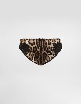Dolce & Gabbana Slip Aus Satin In Leo-print - Frau Unterw&auml;sche Animalprint 5