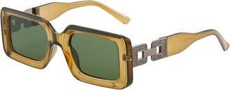 Generic Lunettes de soleil rétro pour femme - Tendance - Rose - Diamant - Monture de connexion - Jambes - Lunettes de soleil pour homme, Vert, Taille unique