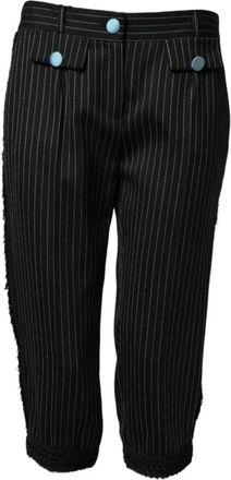 Dolce & Gabbana Femme, Pantalons, Noir, Taille: 36 FR Wool Striped Cropped Trouser Pants