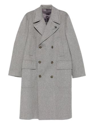 Lardini manteau en laine &agrave; boutonni&egrave;re crois&eacute;e - Gris