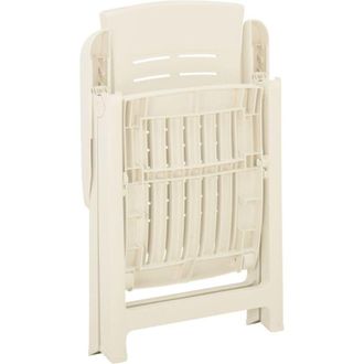 vidaXL Vidaxl - Lot de 2 chaises inclinables en plastique blanc - Dossier r&eacute;glable 5 positions - R&eacute;sistantes aux intemp&eacute;ries - Hauteur dassise 45 cm