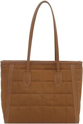 Generic Sac à bandoulière matelassé en coton - Grande capacité - Pour femme, travail, shopping, voyage, quotidien, kaki, 365.00 x 275.00 x 50.00 mm