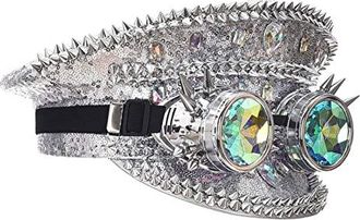 Generic Cocila DiscothèQues Style Sequin Top Hats pour Hommes Et Femmes Jazz Chapeaux Stage Dance Performance Casquette Hommes Velours (Silver One Size) Chape