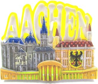 Generic Aachen Magnet Dom Rathaus Elisenbrunnen Poly Souvenir Germany Neu