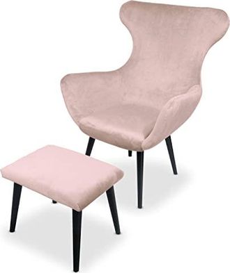 Menzzo Sessel, Holz, Samt, Rosa, L73 x T72 x H99 cm