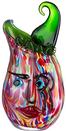 GILDE GLAS art Glas Art Vase Dekovase Gesichtsvase - Deko Wohnzimmer - Geschenk für Frauen Geburtstag - Farbe: Mehrfarbig - Höhe 35 cm