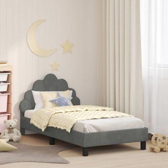 vidaXL vidaXL Cadre de lit pour enfants avec t&ecirc;te de lit Gris fonc&eacute; Velours
