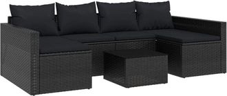 vidaXL Salon de jardin 2 pcs avec coussins Noir R&eacute;sine tress&eacute;e vidaXL