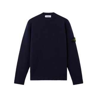 Stone Island Navy Blue Woll-Rundhalspullover - - Knitwear - Herren - Blau - M