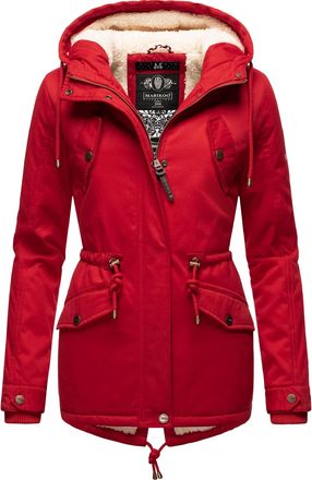 Marikoo Damen warme Winterjacke mit kuscheliger Verstellbarer Kapuze Manolya Rot Gr. S