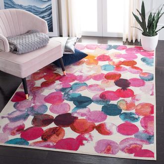 Safavieh Traditionell Teppich für Wohnzimmer, Esszimmer, Schlafzimmer - Lillian Collection, Kurzer Flor, Rose und Hellblau, 122 X 183 cm