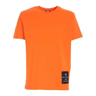 Karl Lagerfeld Logo Label Rundhals-T-Shirt Orange - - Tops - Herren - Orange - S