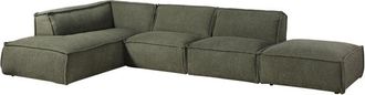 Massivmoebel24 Ecksofa inkl. Hocker 285x220x79 Polyester grün ravenna