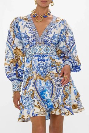 Camilla Femme, Robes, Multicolore, Taille: 36 FR Robe &agrave; Volants Boutonn&eacute;e