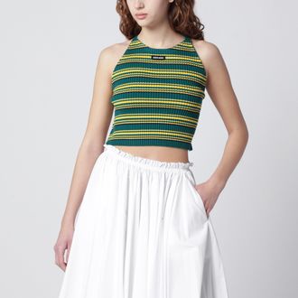 Miu Miu Gestreiftes Top in Flaschengr&uuml;n und Gelb