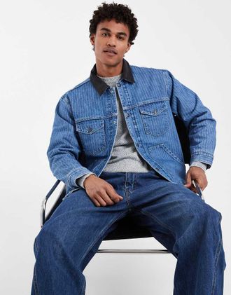 Levi's veste trucker en denim Munroe avec col contrastant bleu-Marron