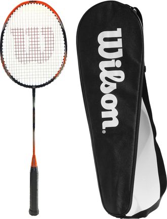 Wilson Recon 80 OX Badmintonschl&auml;ger mit durchgehender Schl&auml;gerh&uuml;lle, Orange, Schwarz, Silber