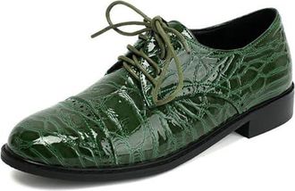 Generic Mocassins tendance &agrave; lacets confortables &agrave; bout rond et talon bas d&eacute;contract&eacute; l&eacute;ger Oxford Brouge pour femme, Vert, 38.5 EU