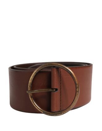Dolce & Gabbana Mens Brown Leather Wide Waist Metal Round Belt