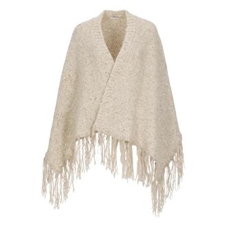 PESERICO Alpaka-Umhang mit Pailletten - - Jackets - Damen - Beige - M