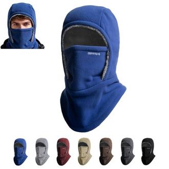 Generic Bonnet et masque 2 en 1 en polaire thermique pour homme et femme Protection du visage et du cou en 1, bleu marine, Taille unique