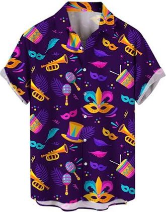 Generic Costumes de carnaval - Chemise &agrave; manches courtes - Chemise d&eacute;t&eacute; &agrave; manches courtes - Chemise de plage respirante et l&eacute;g&egrave;re - Chemise de vacances confor