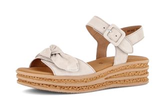 Gabor Keilsandalette GABOR, Damen, Gr. 37, natur, Ziegenveloursleder, Schuhe, Sommerschuh, Riemchensandale mit praktischen Klettverschl&uuml;ssen