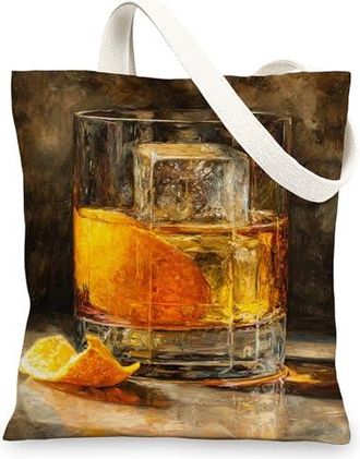 Generic Sacs fourre-tout en toile artistique, sacs à provisions réutilisables, élégants, légers et lavables, bandoulière C, multicolore, 13x15 Inch