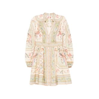 Zimmermann Roselight Floral-print Linen Mini Dress