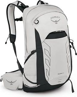 Osprey Talon Sac à dos de randonnée léger avec ceinture ventrale pour homme, 22 L, blanc/noir