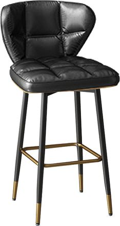 Generic Barhocker, Barhocker mit R&uuml;cken- und Fu&szlig;st&uuml;tze, mit PU-Leder bezogene Barhocker in Tresenh&ouml;he, einfache Montage, Sitzh&ouml;he 76 cm