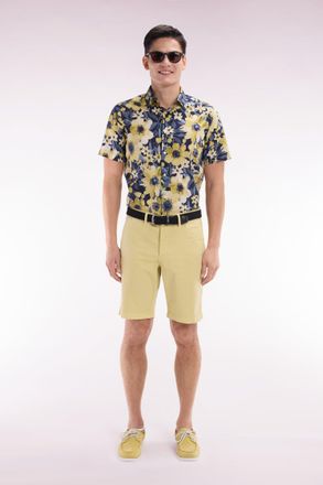 Eden Park Bermuda Chino En Coton Stretch Ivoire Coupe Droite