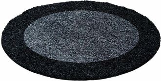 LIFE Tapis Rond Shaggy Poils Longs Bicolore (Anthracite - 160x160cm)
