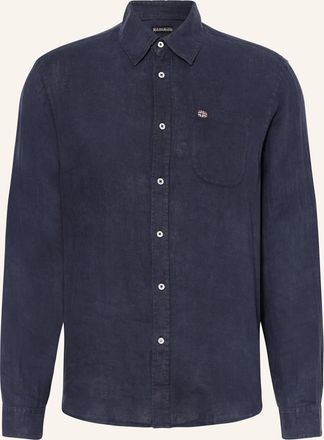 Napapijri Leinenhemd G-Linen Ls Regular Fit blau