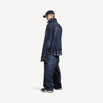 Balenciaga Colour-Block Denim Jacket - Navy