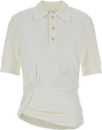 Victoria Beckham Femme, Tops, Blanc, Taille: 40 FR Twist Detail Polo Top