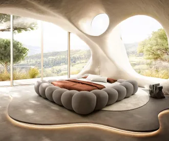 DELIFE Polsterbettgestell Perlla 180x200 cm Strukturstoff Soft Taupe, Polsterbetten